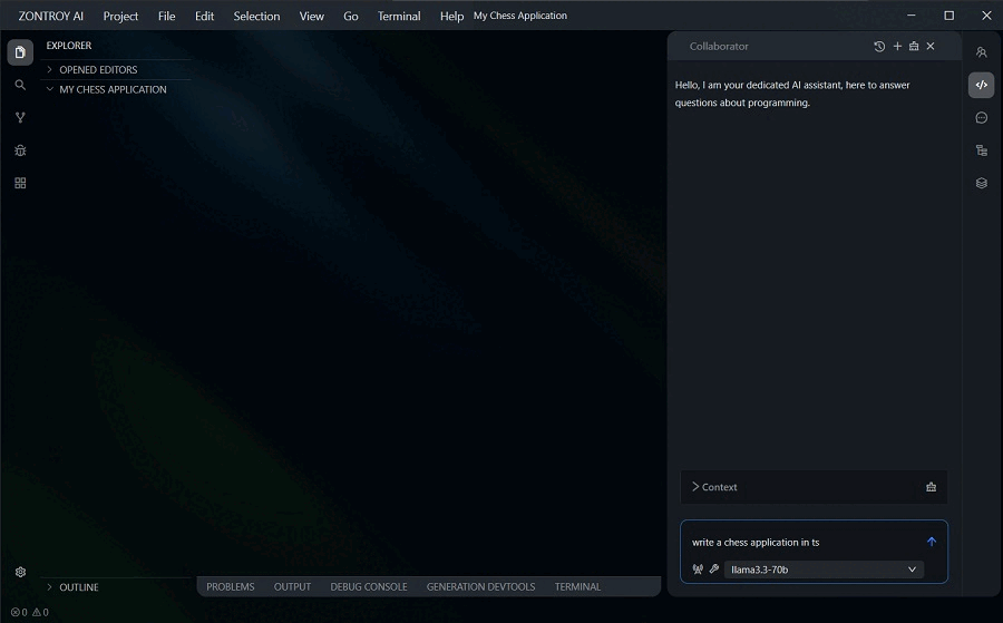 Enter your prompt, and Zontroy AI will handle the coding, respecting your architecture and ...